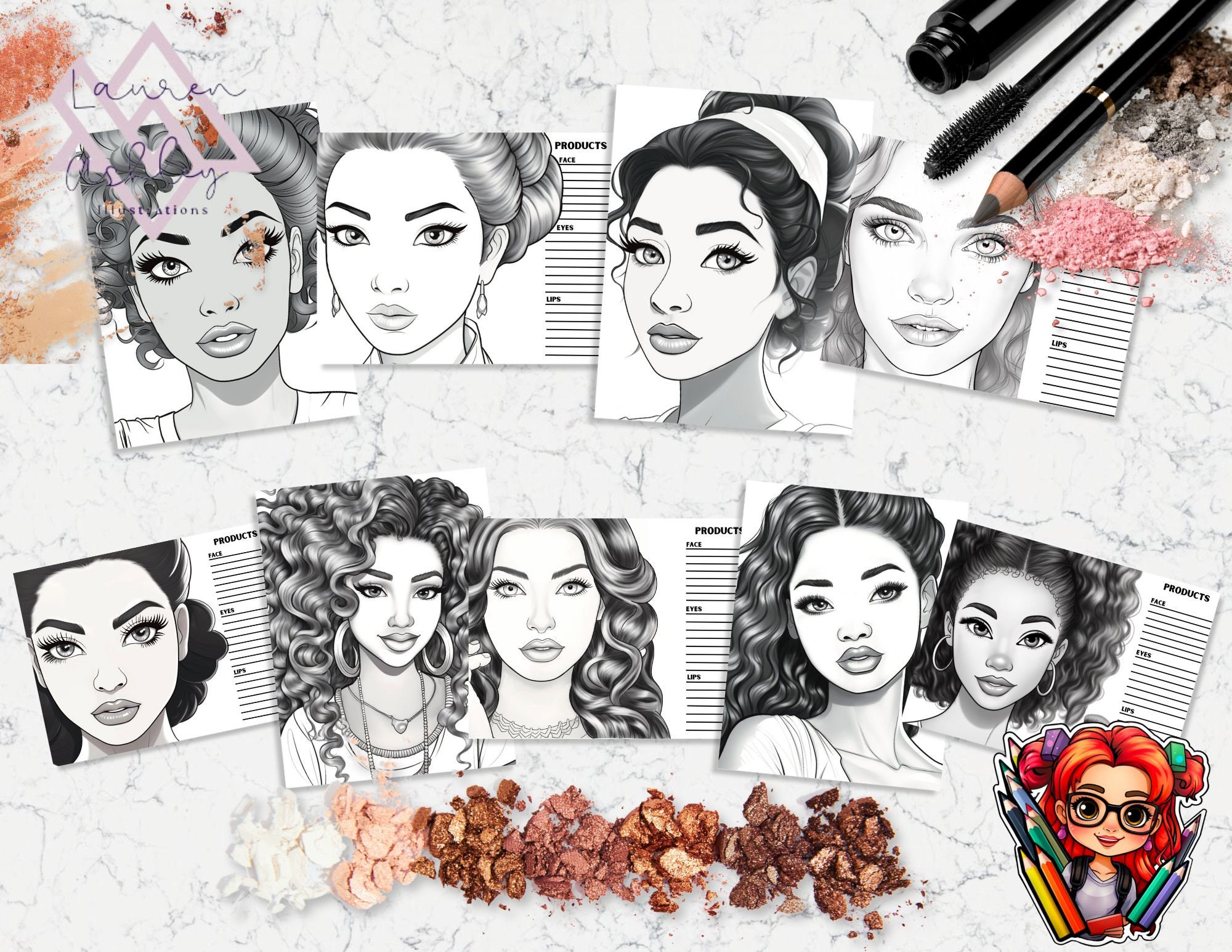 Make up Face Chart ,printable Make up Artist Chart, Digital Blank Face ...