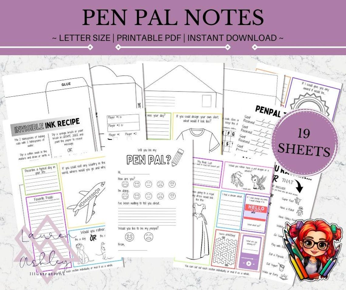 Pen Pal Letters | Snail Mail Notes | Whimsical Pen Pal Notes | Pen Pal ...