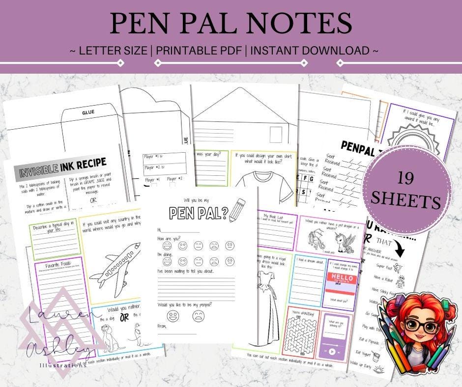 Pen Pal Letters | Snail Mail Notes | Whimsical Pen Pal Notes | Pen Pal ...