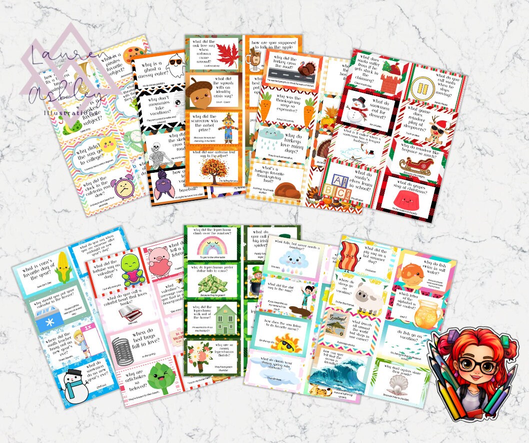 All Year Long Printable Lunchbox Jokes for Kids, Lunch Notes, Printable ...