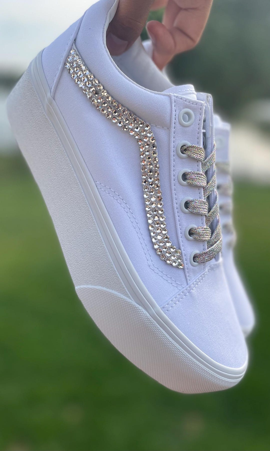 Old Skool Vans W/ Rhinestone - Etsy
