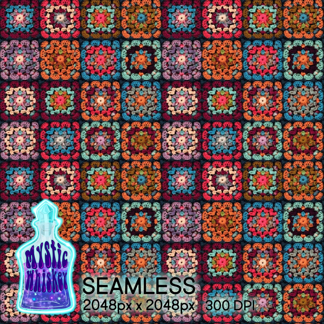 Colorful Crochet Granny Square Seamless Pattern I Flowers I Tiling ...