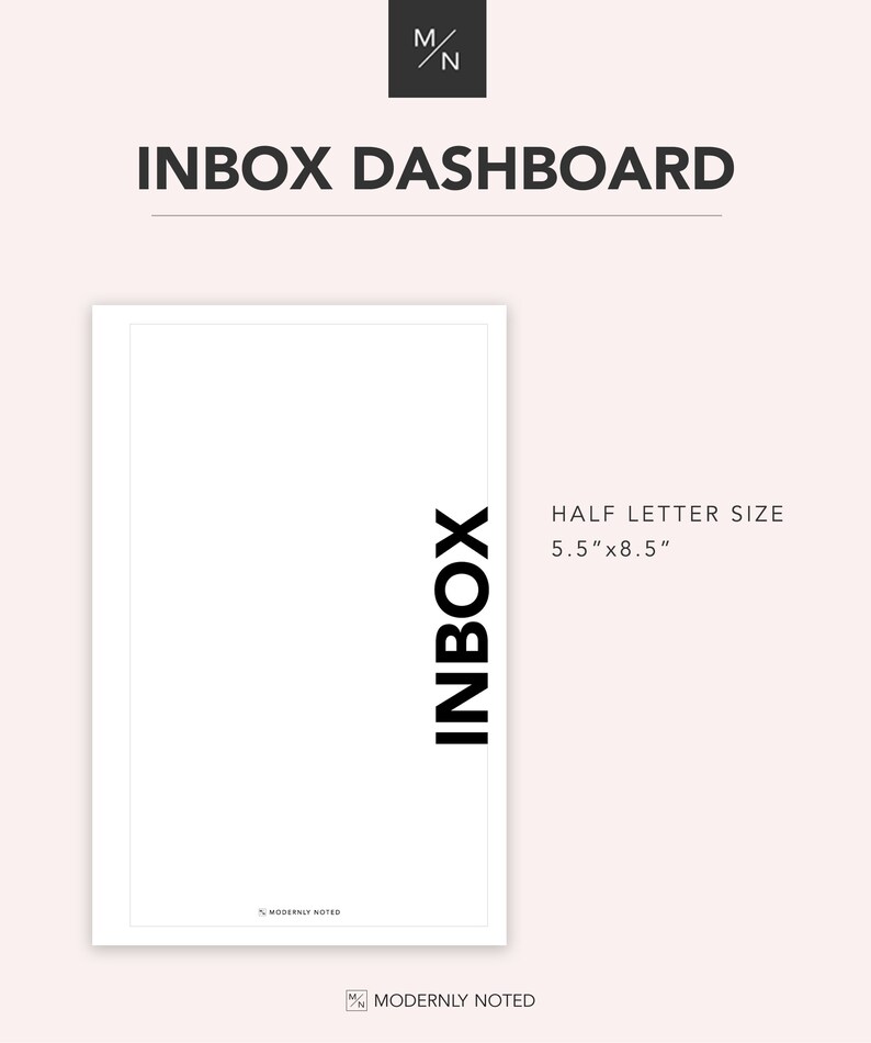 Inbox Planner Dashboard HALF LETTER Size Minimalist Design - Etsy