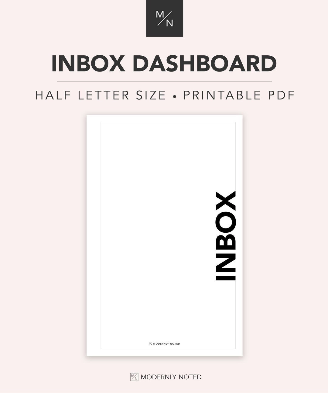 Inbox Planner Dashboard HALF LETTER Size Minimalist Design Planner ...