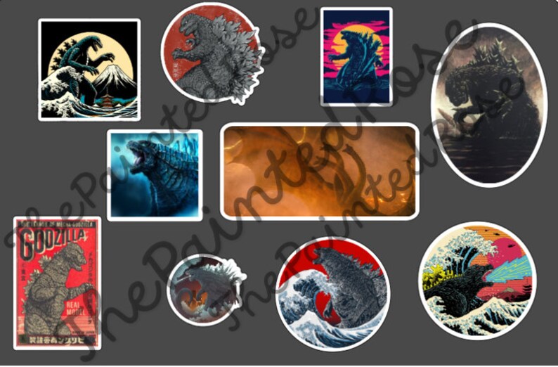 Godzilla Sticker Set - Etsy