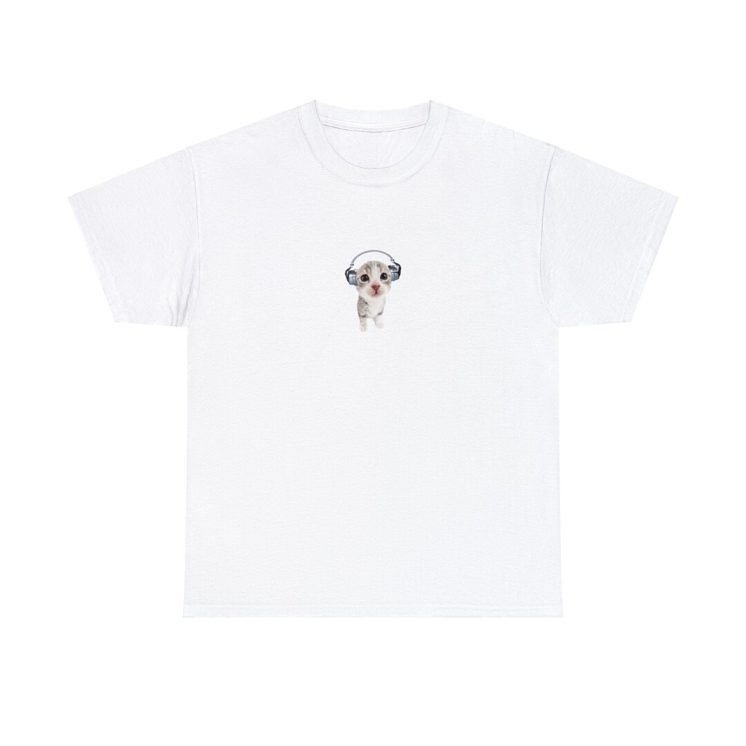 Cat Wearing Headphones T Shirt Fan Merch Cute Cat Listening to Music ...