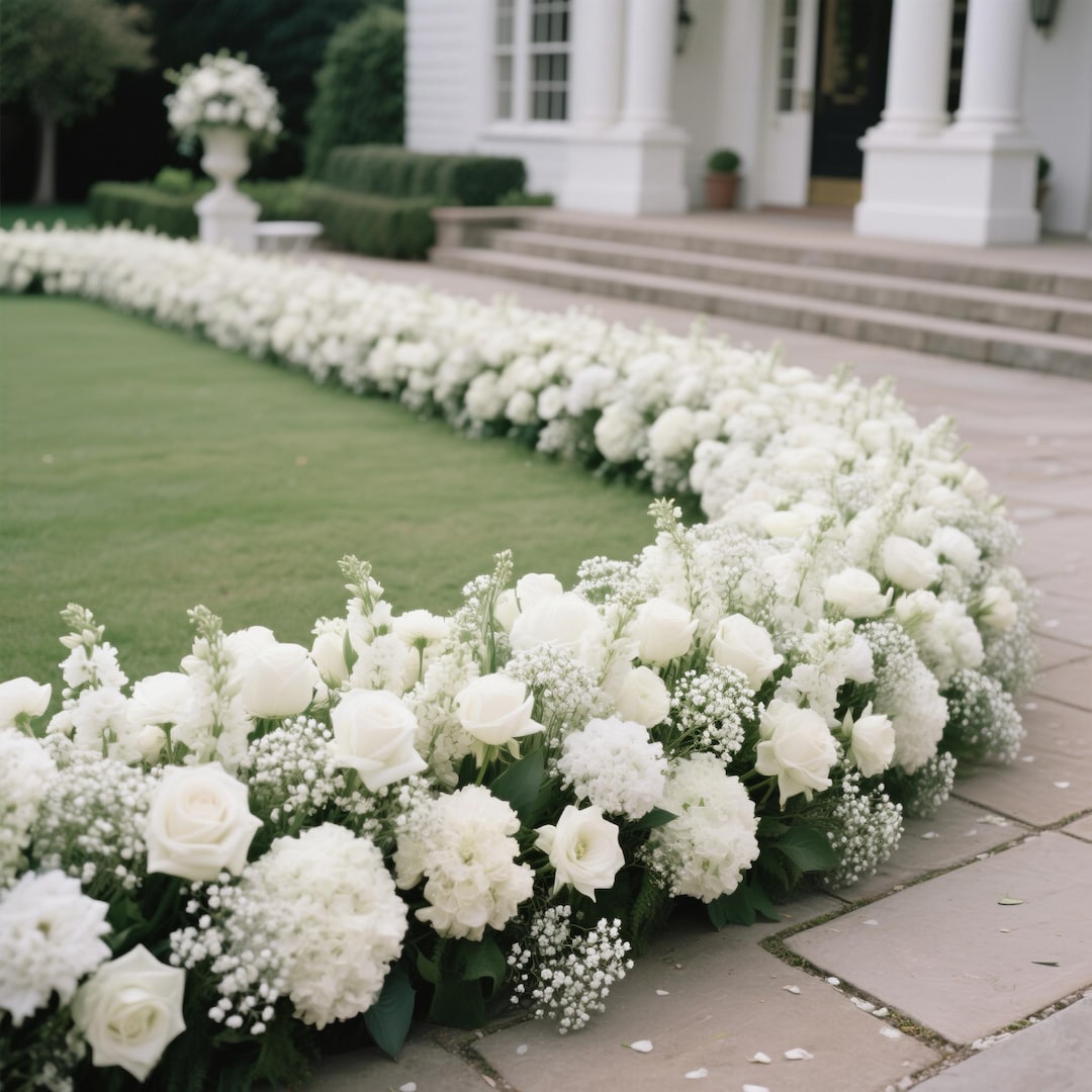 White Wedding Rose Flower Garland,wedding Flower Runner,wedding Aisle ...