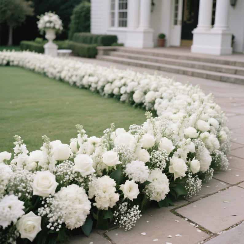 White Wedding Rose Flower Garland,wedding Flower Runner,wedding Aisle ...