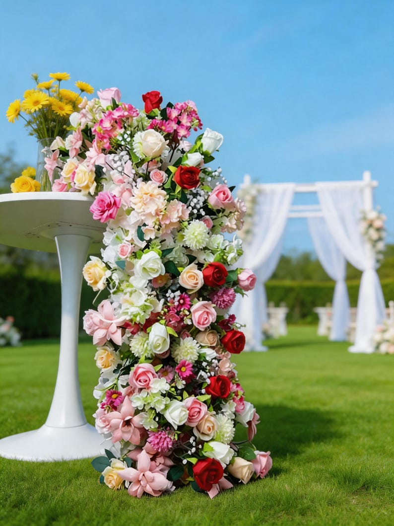 Pink White Flower Garland,w,edding Floral Arch,wedding Centerpiece ...