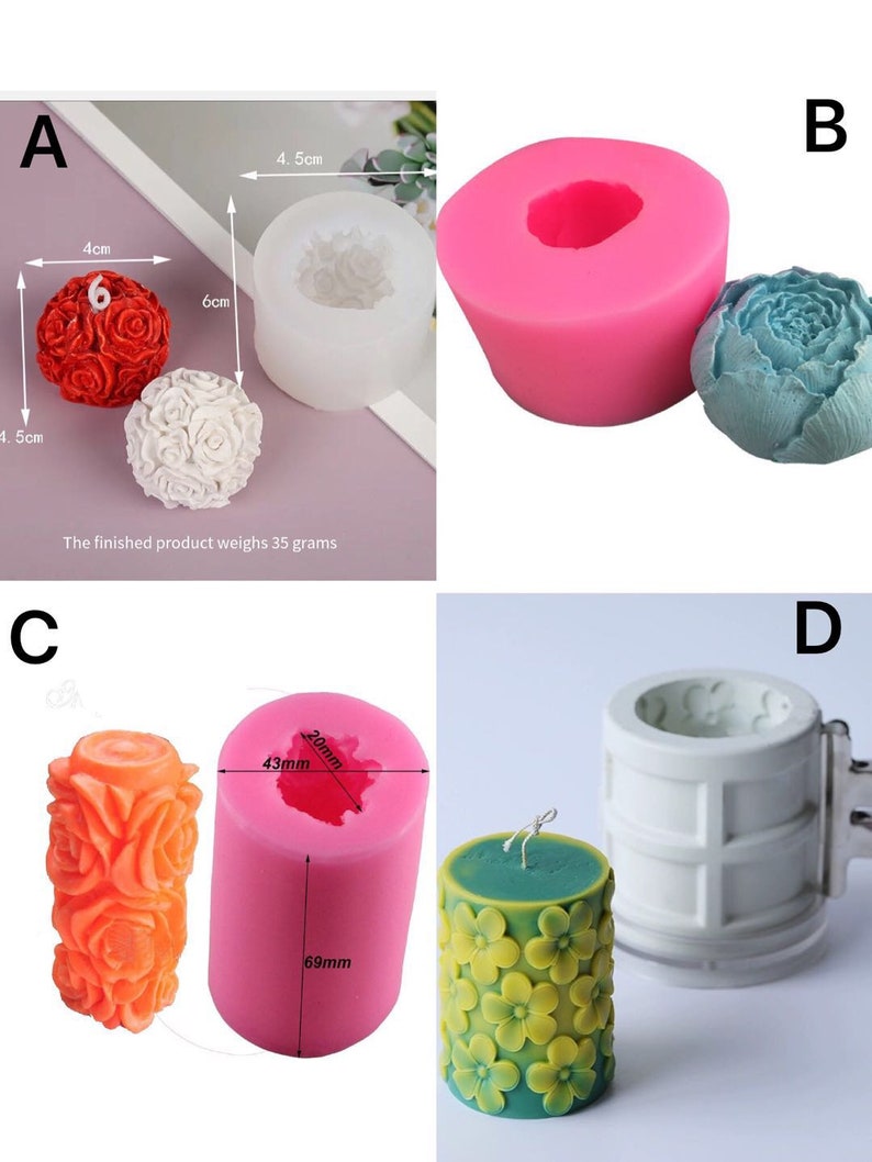 3D Rose Flower Candle Molds Silicone ChristmasHome Decoration | Etsy