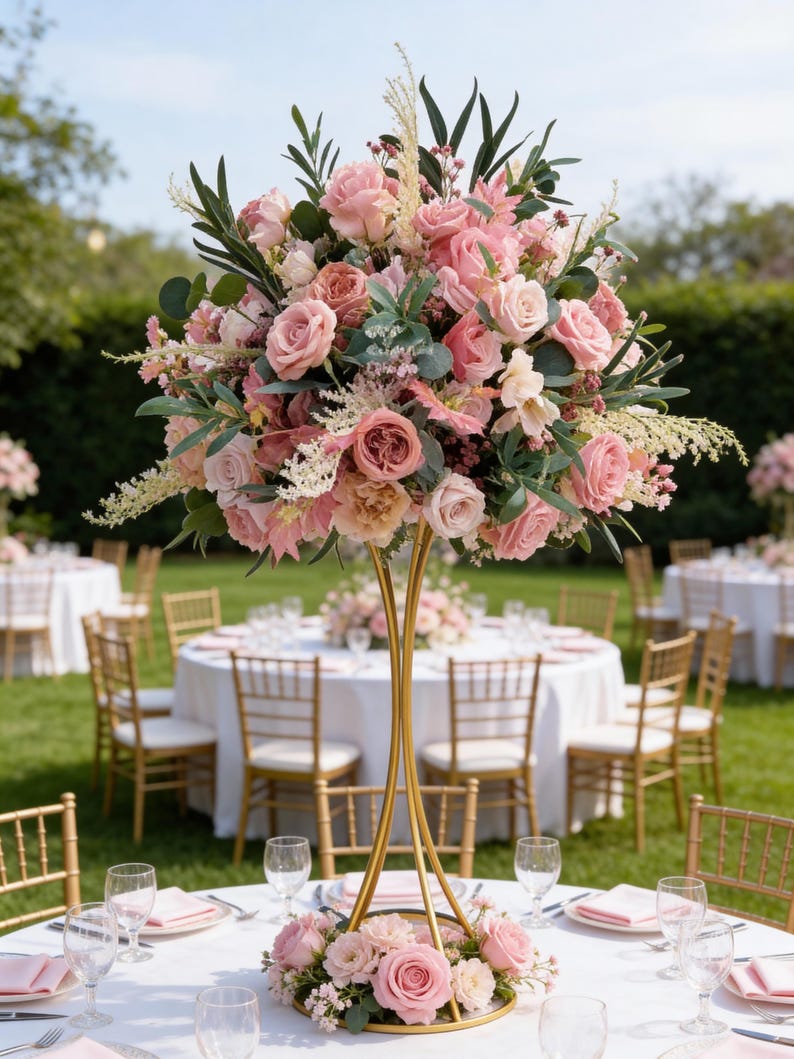 Luxury Pink Rose Flower Arrangement,wedding Table Decor - Etsy