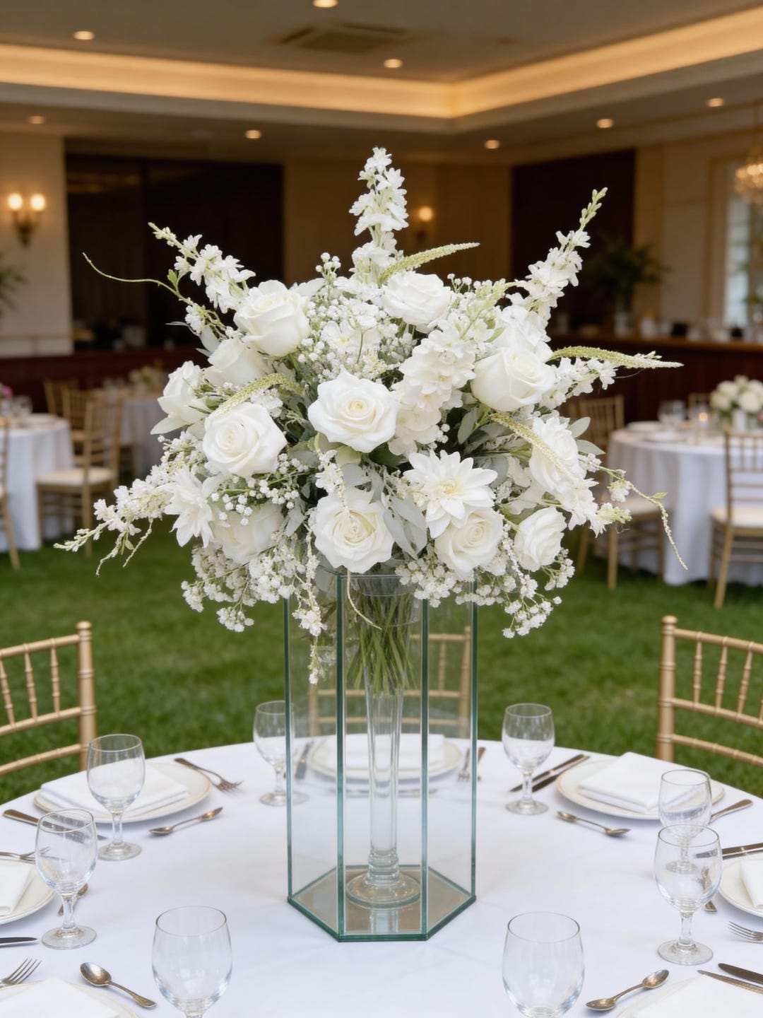 White Wedding Rose Flower Ball Arrangement,table Centerpiece Decor - Etsy