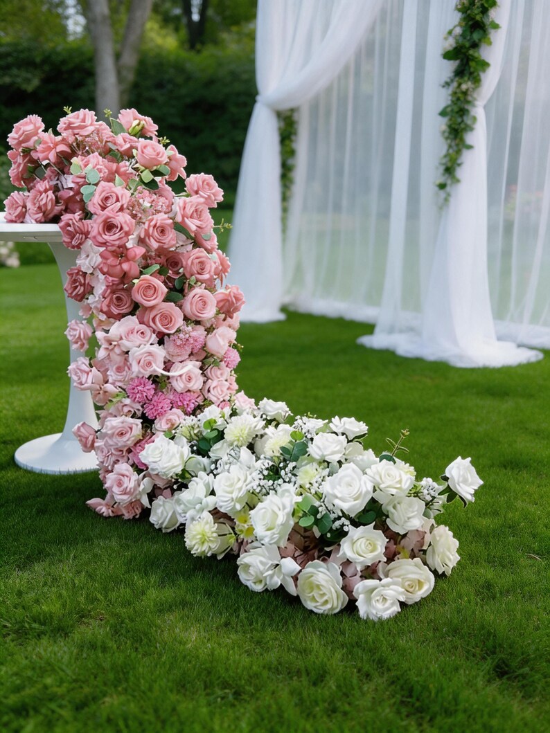 Pink White Flower Garland,w,edding Floral Arch,wedding Centerpiece ...