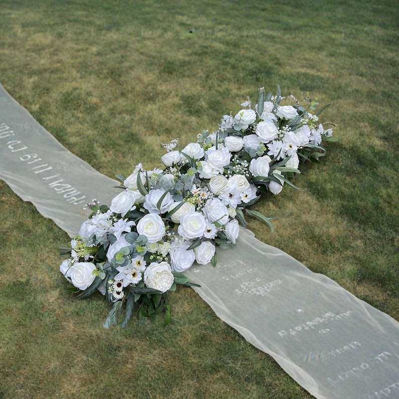 Eucalyptus White Flower Runner,wedding Flowers Row,wedding Aisle Runner ...