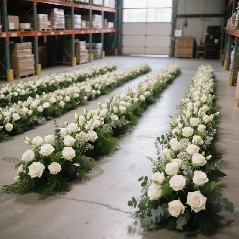 Eucalyptus White Flower Runner,wedding Flowers Row,wedding Aisle Runner ...