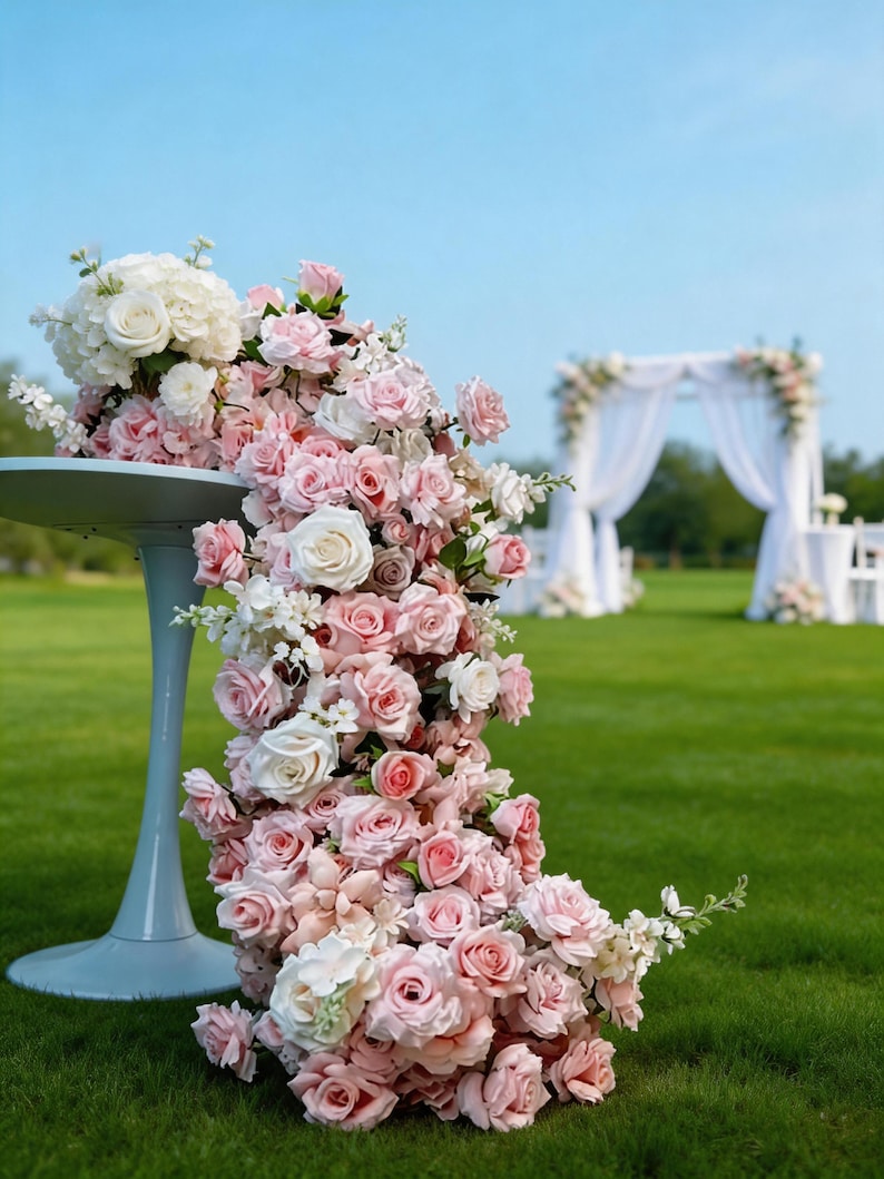 Pink White Flower Garland,w,edding Floral Arch,wedding Centerpiece ...