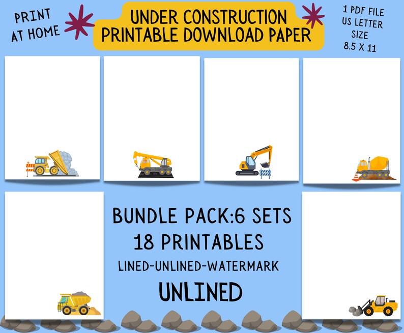 Under Construction Letter Writing Bundle Digital Printable - Etsy