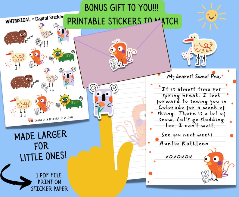 Whimsical Letter Writing Bundle Digital Printable Writing Paper Writing ...