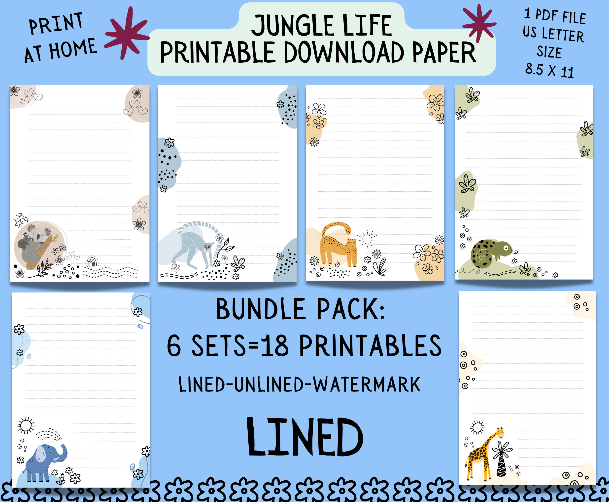 Rainforest Border Writing Paper