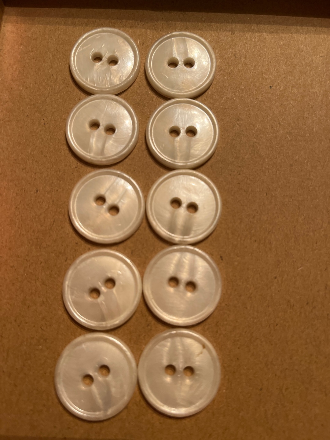 Set of Ten Pearly White Plastic Two Hole Buttons. 2.26 Cm in Width. - Etsy