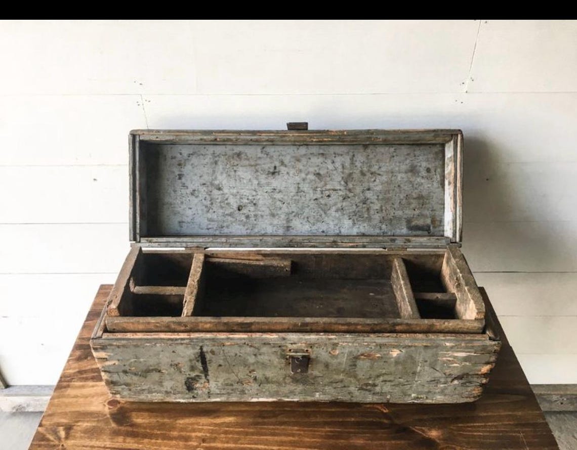 Antique Wooden Toolbox Handmade - Etsy