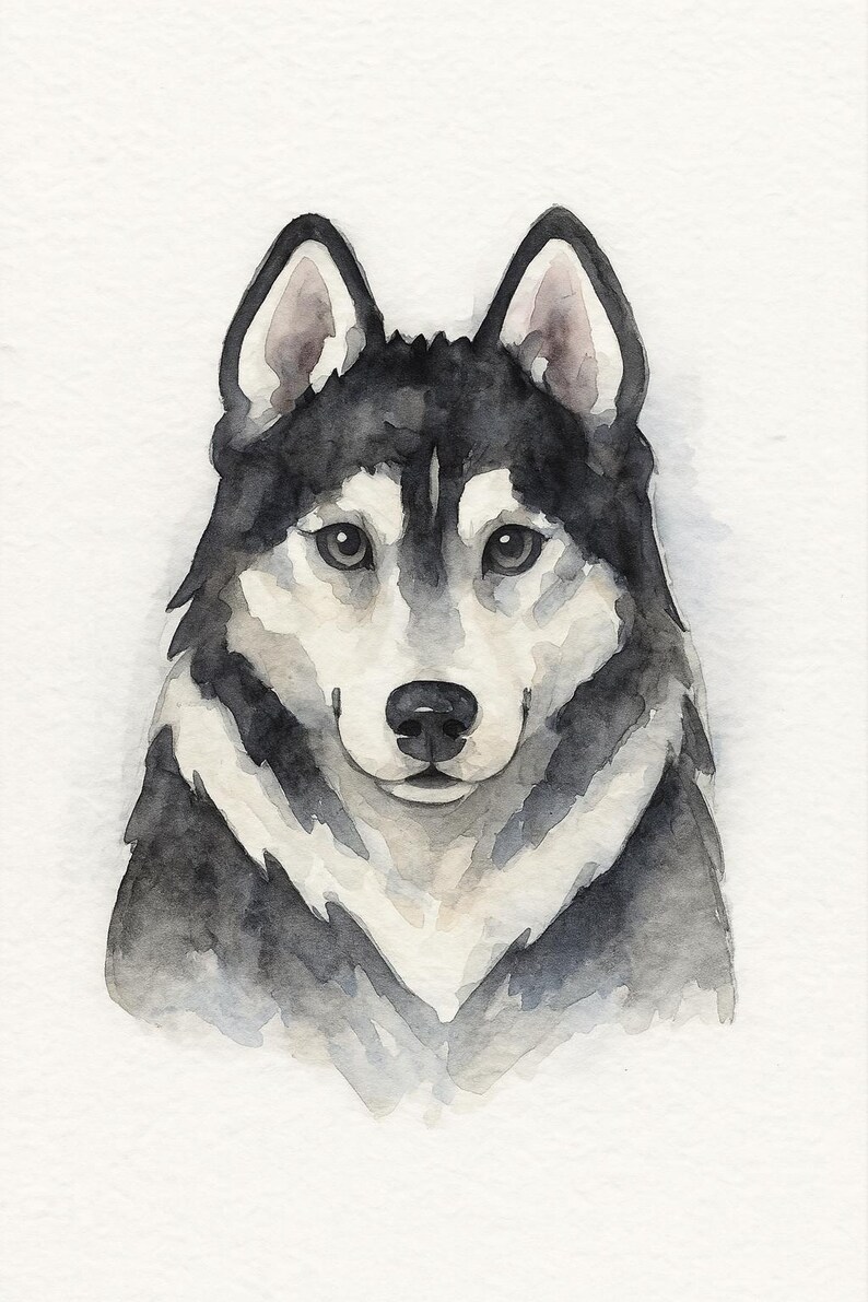Siberian Husky | Watercolor Portrait | Digital Download | Dog Portrait ...