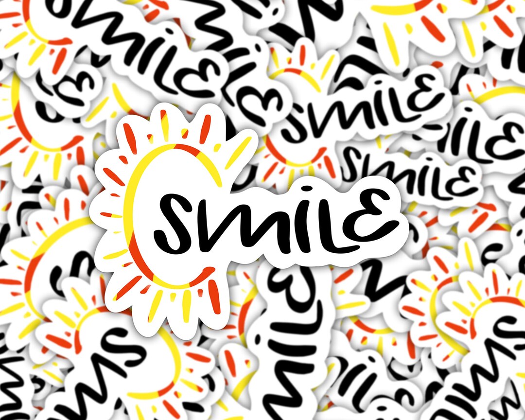 Aufkleber | Magnet | Smile Sticker | buntes Lächeln Aufkleber mit Sonne ...