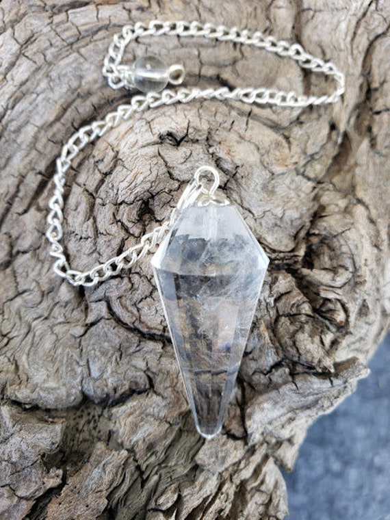 Clear Quartz Crystal Pendulum With Chain | Etsy