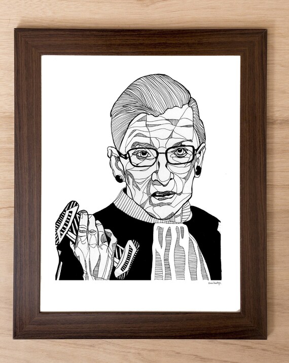 Ruth Bader Ginsburg Hand Drawn Art Print | Etsy