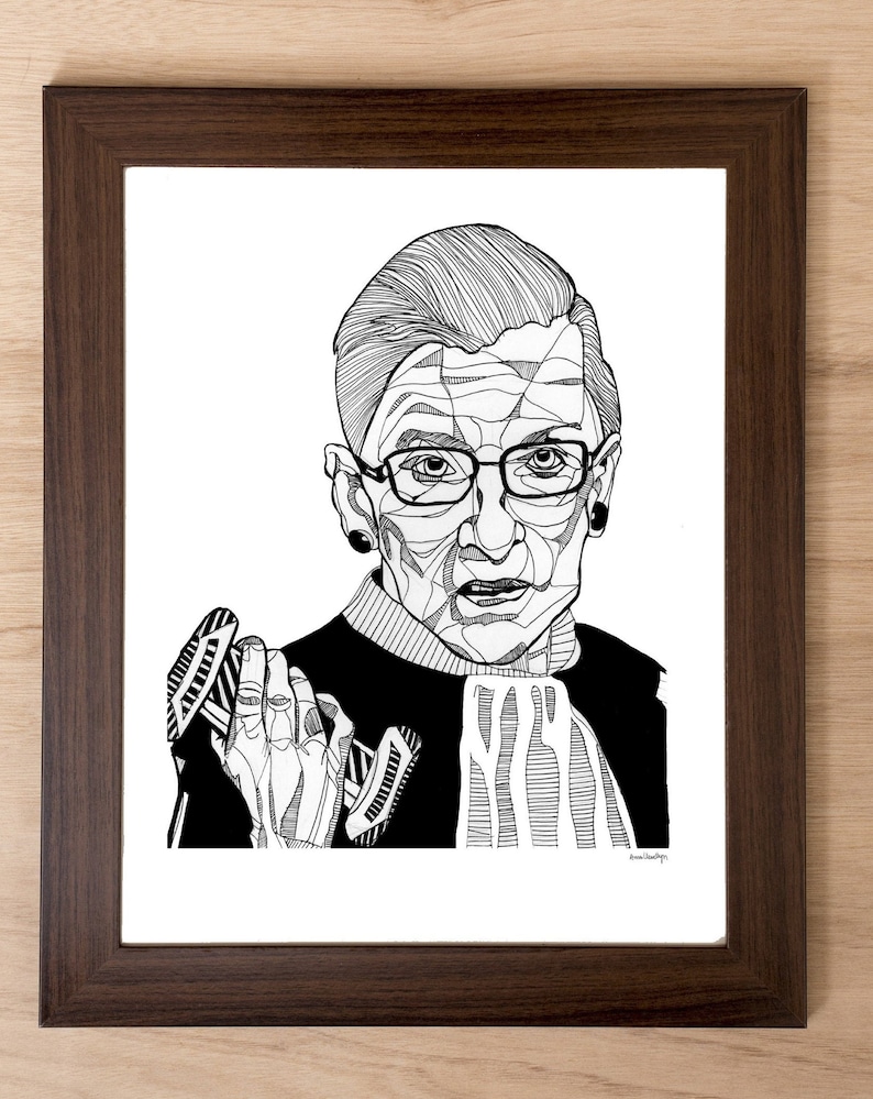 Ruth Bader Ginsburg- Hand Drawn Art Print - Etsy