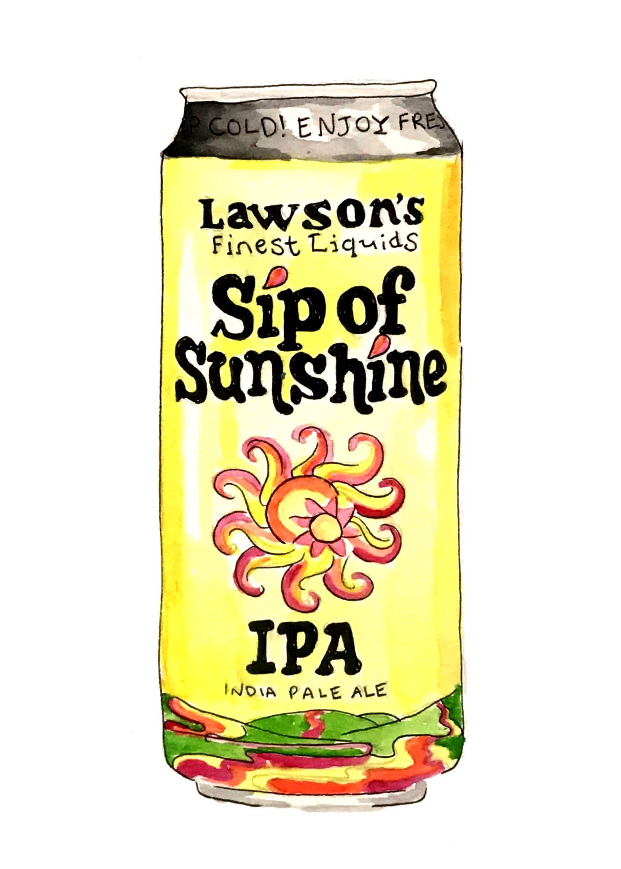 Sip of Sunshine Hand-painted Beer Can Print | Etsy