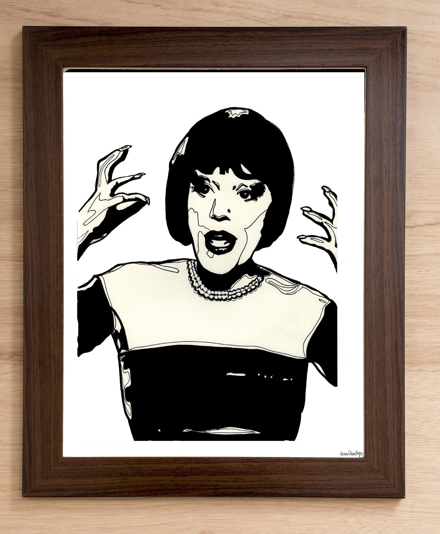 Mrs. White Hand Drawn Clue Art Print 8x10 or 5x7 black and | Etsy