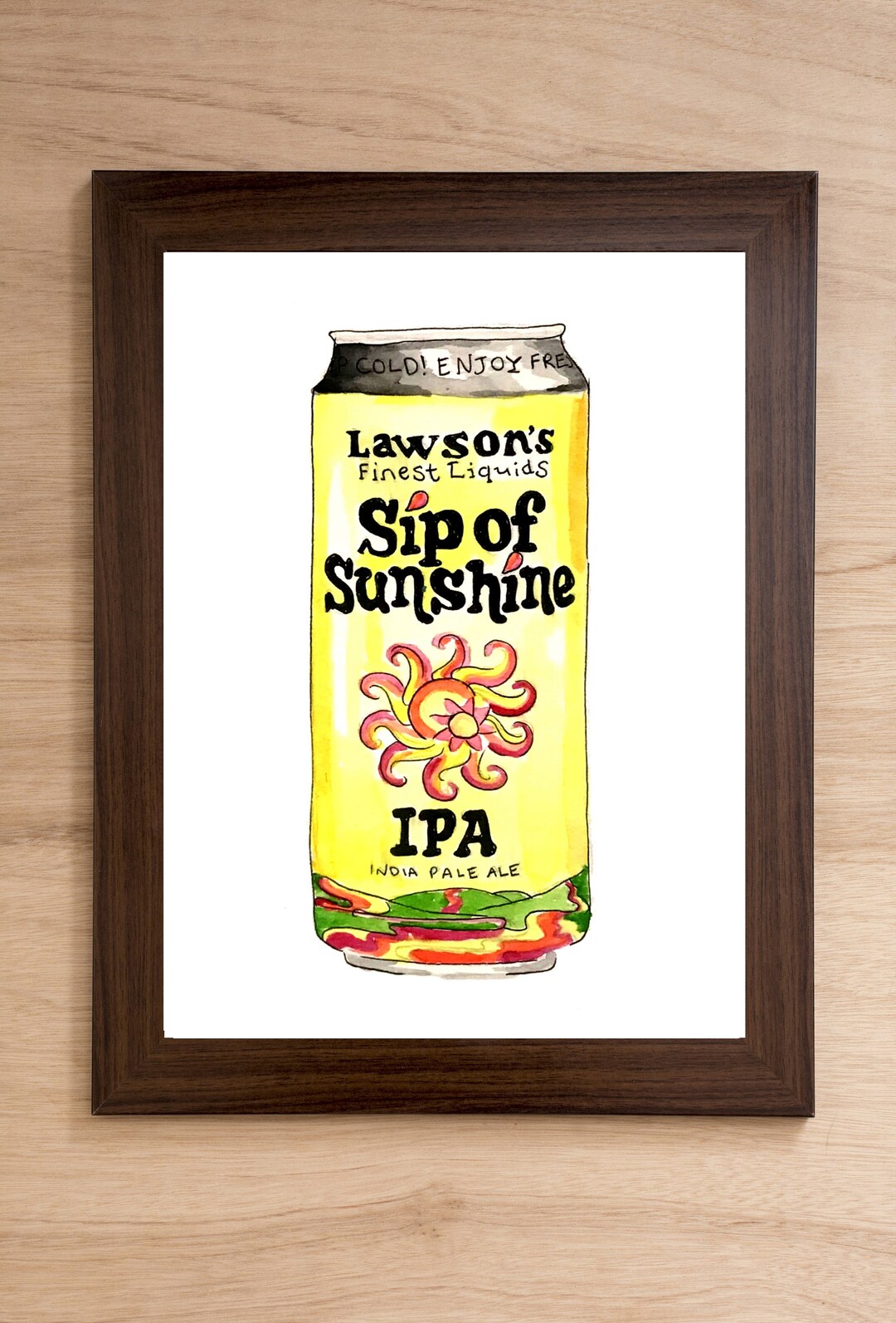 Sip of Sunshine- Hand-painted Beer Can Print - Etsy