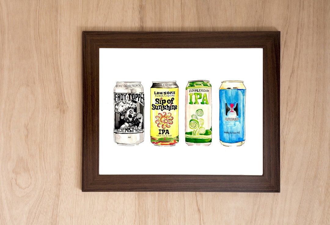 Vermont Local Beer Cans Hand-painted Print - Etsy