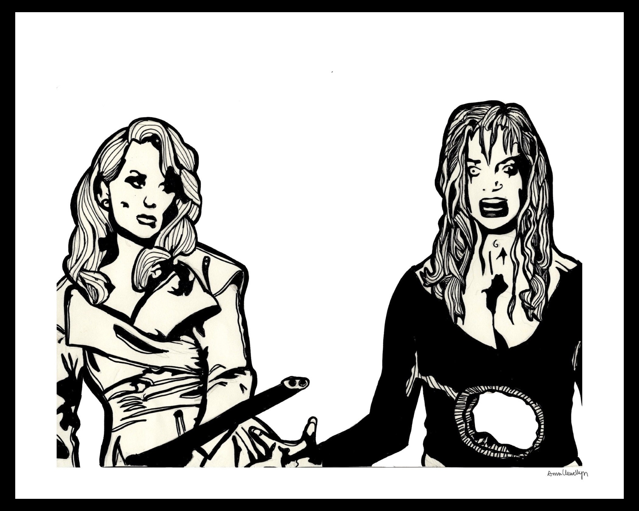 Madeline Ashton and Helen Sharp- Hand Drawn Death Becomes Her Art Print ...