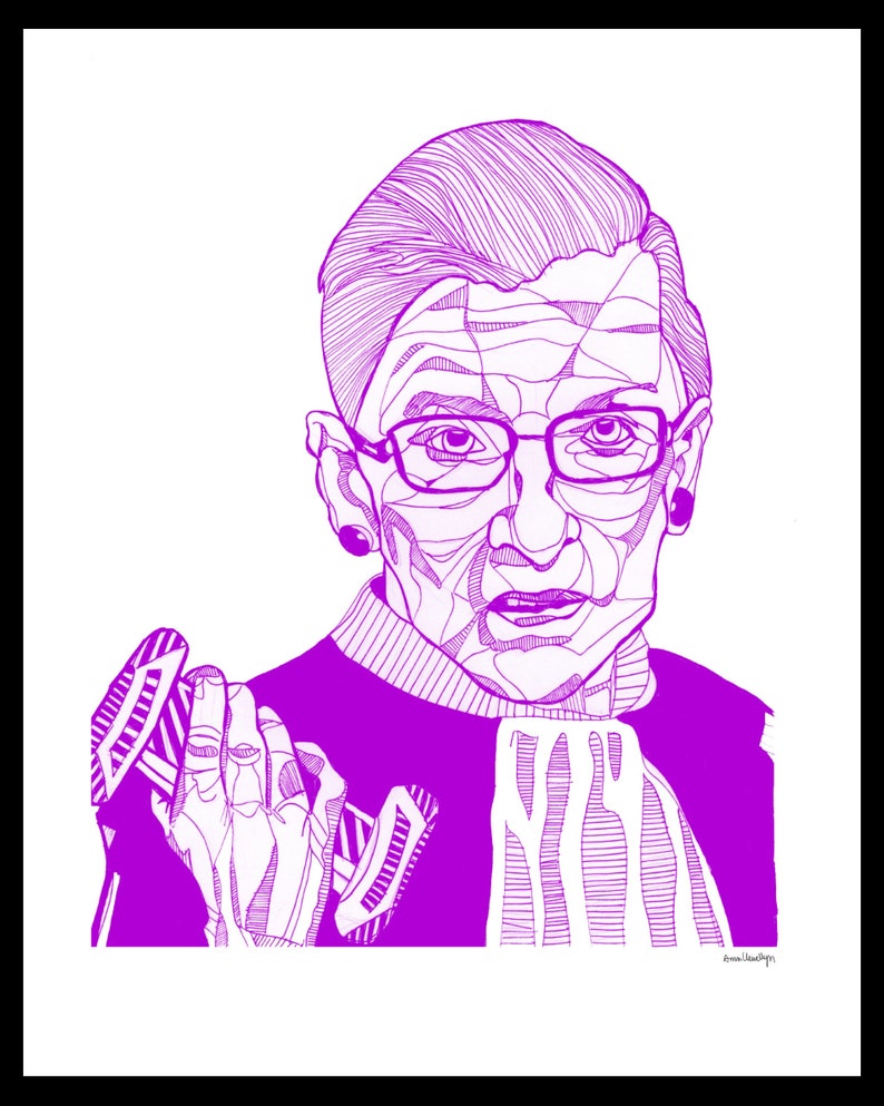 Ruth Bader Ginsburg Hand Drawn Art Print | Etsy