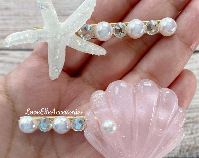 Starfish & Shell Hair Clips, Beach Theme Hair Clips for Girls and Women ...