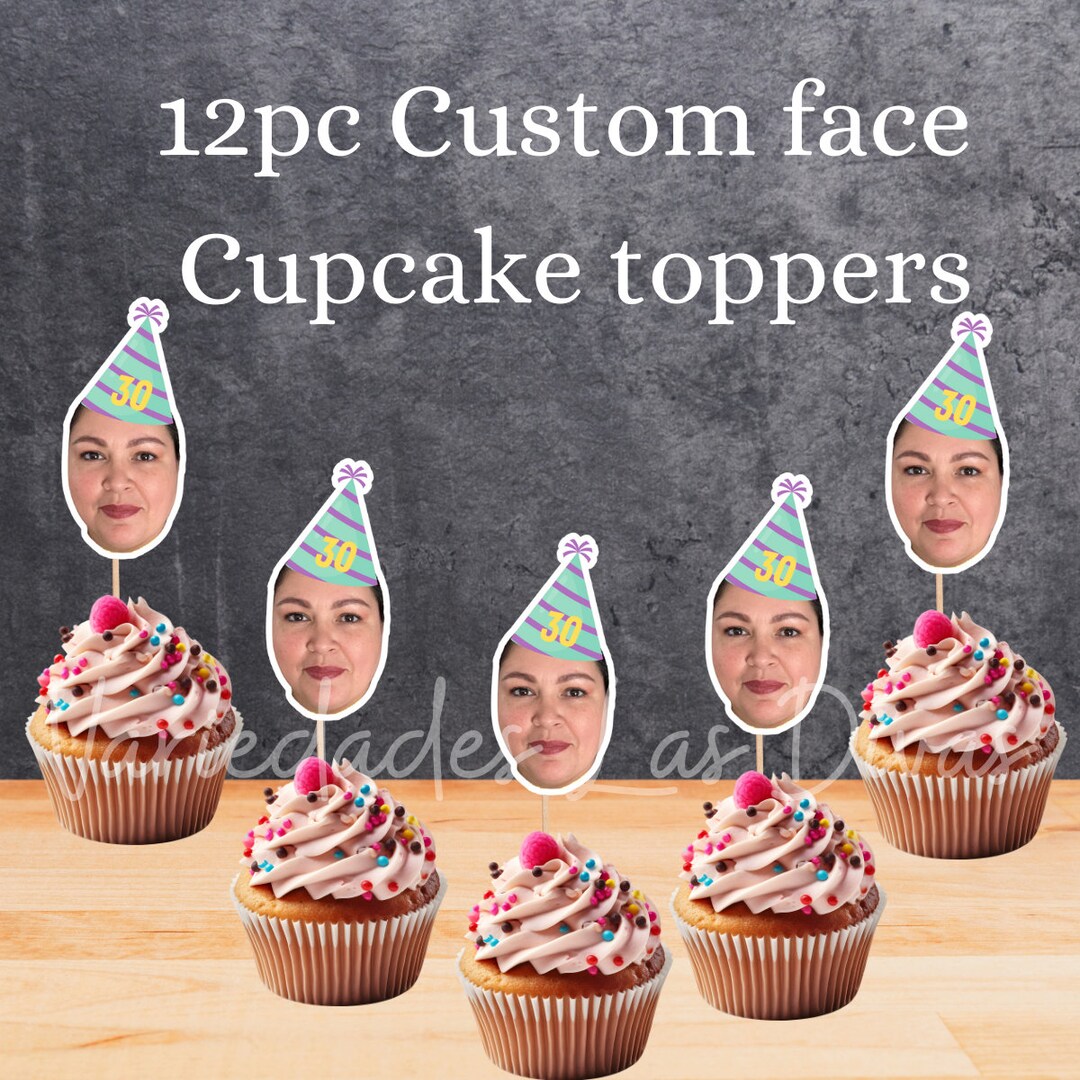 Custom Face Cupcake Toppers 12pc Personalized Cupcake Toppers - Etsy