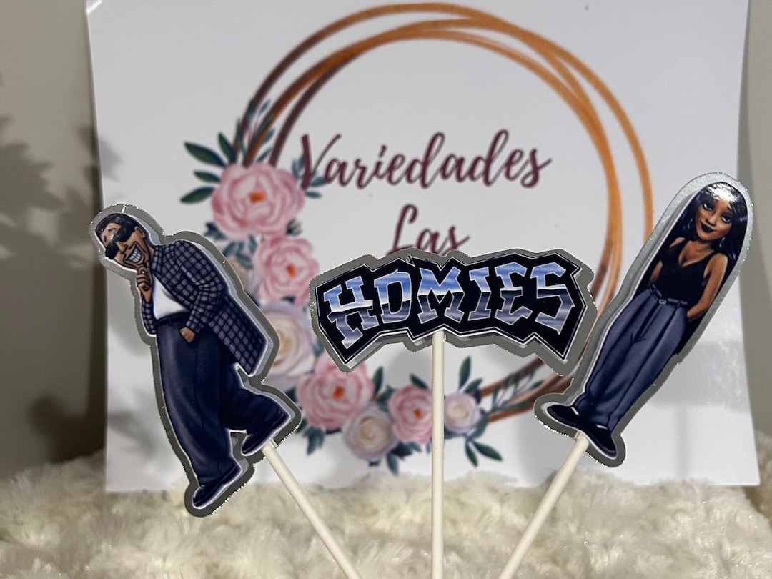 3pc Homies Cake Topper, Cupcake Toppers, Cholo Small Centerpiece Picks ...