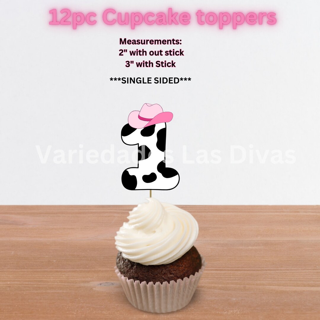Number Cupcake Toppers 12pc, Cow Themed Party Decor, Cowboy Topper ...
