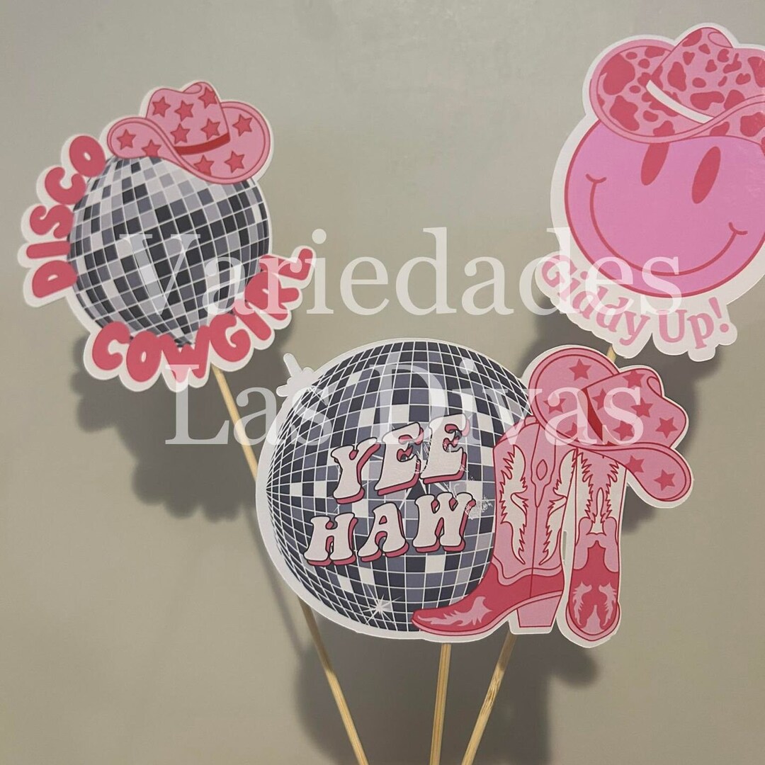 Disco Cowgirl Centerpiece Picks 3pc, Giddy up Decor, Yee Haw Party ...