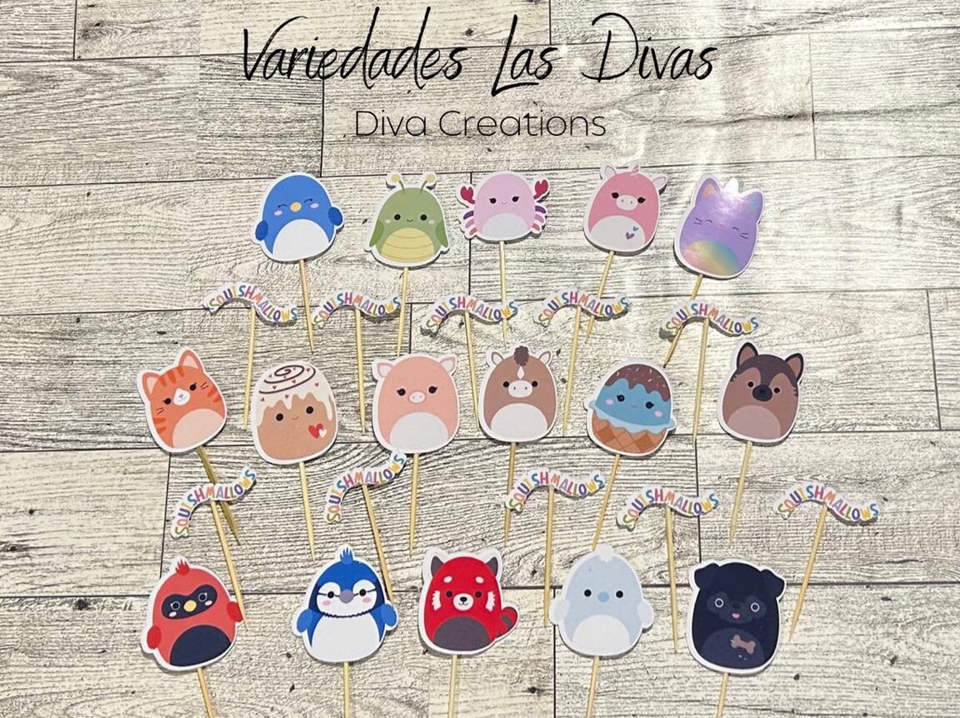 Squishmallow Birthday Cupcake Toppers, Cupcake Picks, Fruit Picks ...