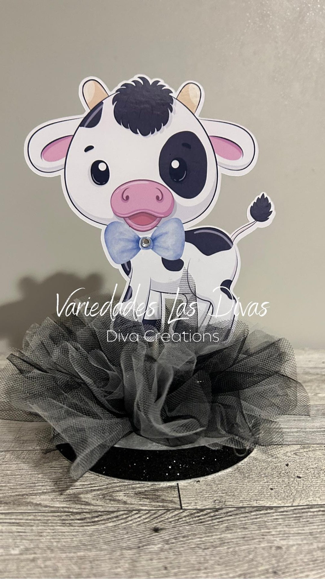 Topper de pastel de vaca negra bebé, pieza central, decoración de ...