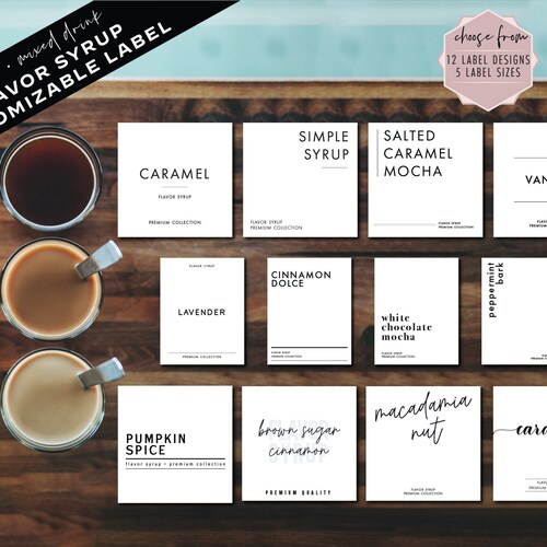 Coffee Flavor Syrup Dispenser Customizable Label Gold - Etsy