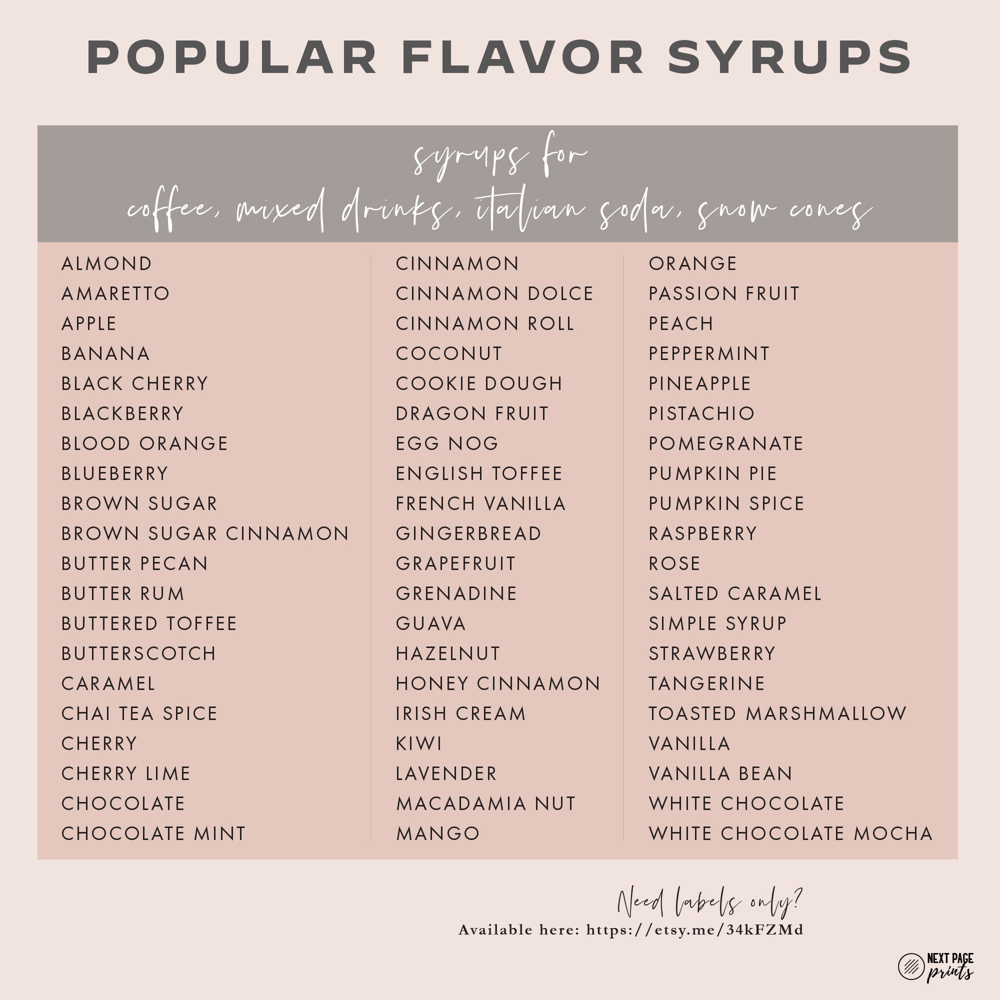 Coffee Flavor Syrup Dispenser Custom Label Gold Spout | Etsy