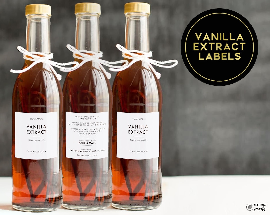 Modern Vanilla Extract Labels • Customizable Vanilla Extract Stickers ...