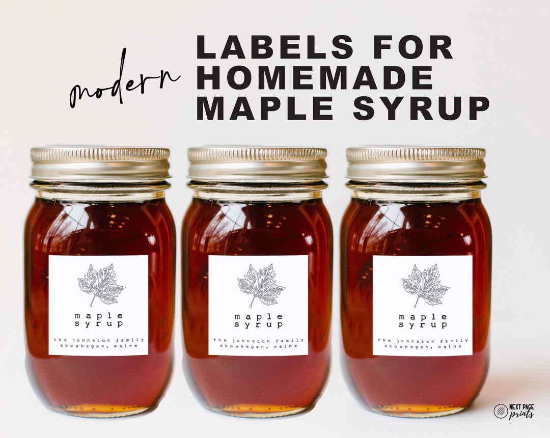 12 Piece Maple Syrup Labels • Customizable • Modern Gold Silver White ...