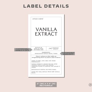 Modern Vanilla Extract Labels • Customizable Rectangle Modern Sticker ...