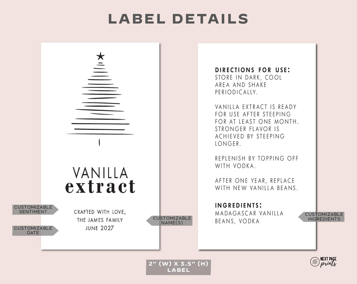 Modern Vanilla Extract Holiday Gift Labels • Rectangle Custom Label ...