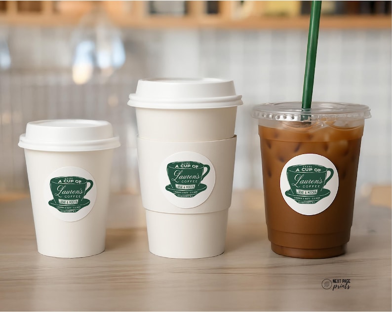 Luxury Coffee Cup Sticker, Ralph Coffee Bridal Shower Label, Green ...